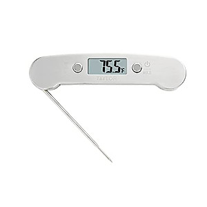 Taylor Precision Products Instant Read Digital Meat Thermometer, for Cooking Food and BBQ Grill, Multiuse Kitchen Thermometer, Folding Probe, Stainless-Steel