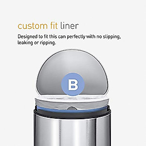 simplehuman 6 Liter / 1.6 Gallon Semi-Round Bathroom Step Trash Can, White Steel