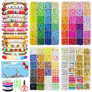 Redtwo 18000 Pcs Clay Beads Bracelet Making Kit, 3 Boxes 64 Colors Flat Polymer Heishi Beads Jewelry Making kit with Gift Pack, Friendship Bracelet Kits for Girls Ages 8-12