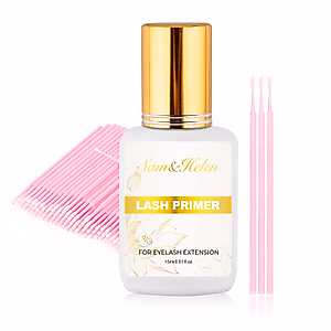 Eyelash Extension Primer Lash Cleanser, Protein Oil Remover, Longer Adhesive Bonding Power Retention, Semi-Permanent Lash Extensions Supplies 15ml by Sam&Helen