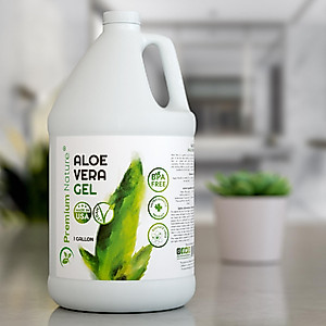 Premium Nature Pure Aloe Vera Gel For Face & Dry Skin, Sunburn Relief, Aloe Vera Gel for Skin Moisturizer Aloe Vera Gel from Aloe Vera Plant Aloe Vera Gel for Hair Aloe Gel 1 Gallon