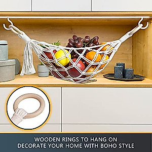 Evbopa Fruit Hammock Under Cabinet for Kitchen Macrame Haning Fruit Basket for Veggies Space Saving in Kitchen, Boat or RV