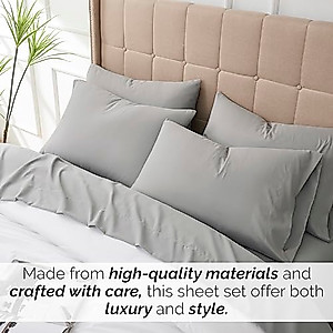 Southshore Fine Living, Inc. Extra Deep Pocket King Sheet Set, 6-Piece Ultra-Soft Microfiber Bed Sheets with 21" Deep King Fitted Sheet, Oversize Flat Sheet, 4 King Pillowcases, Steel Grey