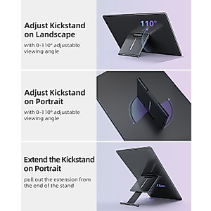 UPERFECT Y Portable Monitor Freestanding Touchscreen, 15.6''FHD 1080P IPS Screen with Adjust Kickstand, 2000:1 Contrast Ratio, 100% sRGB w/Standard HDMI/USB 3.0/Type C, Built-in Speaker/Ambient Light