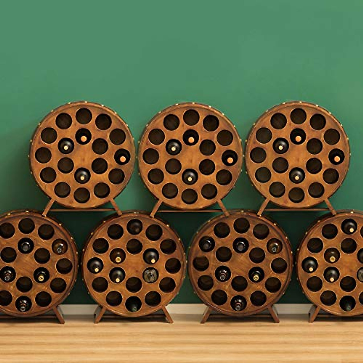 Vintiquewise Wooden Stackable Round Shaped Wine Barrel Wine Rack, 1 Rack