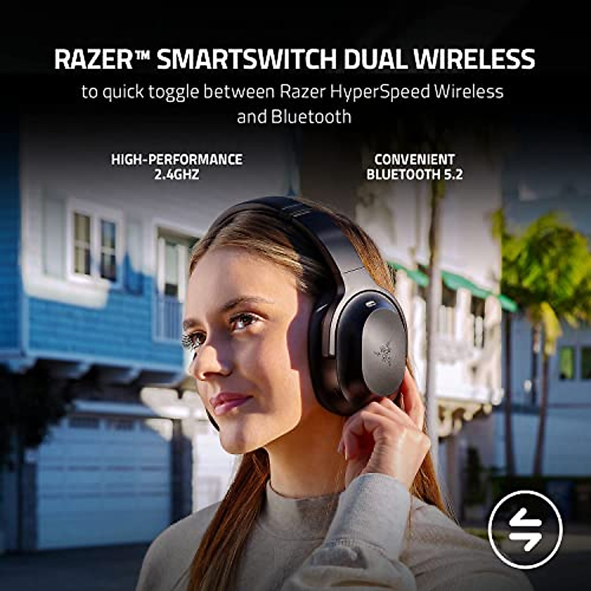 Razer Barracuda Wireless Gaming & Mobile Headset (PC, Playstation, Switch, Android, iOS) 2.4GHz Wireless Bluetooth Integrated Noise-Cancelling Mic Black (Renewed)