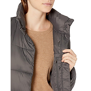 Amazon Essentials Women's Lightweight Water-Resistant Longer Length Cocoon Puffer Coat, Charcoal, Small