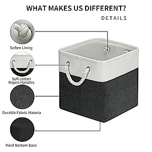 KITCSTI Storage Baskets for Organizing Fabric Organizer Bins Cubes 13"x13"x13" Foldable Cloth Storage Bins with Handle Closet Baskets for Towels Toys Books (White&Black, Pack of 3)