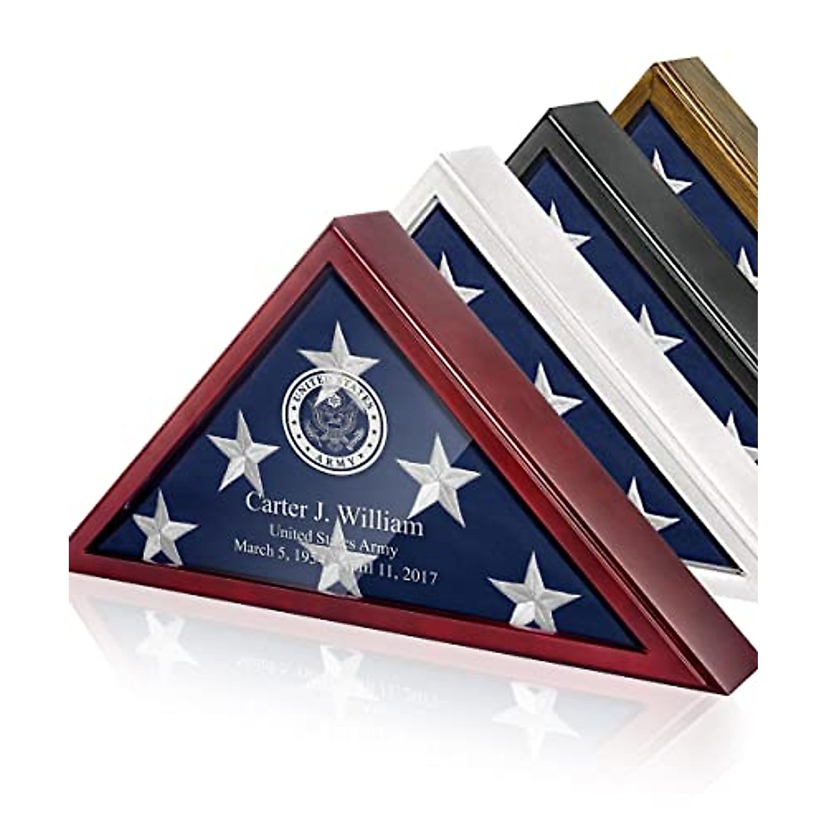 SmartChoice Personalized Flag Case for American Veteran Flag 9.5 X 5 Feet Flag Display Case for Burial Flag Wall Mounted Flag Box Display Case for Burial Flag to Display Folded Flag Glass Front.