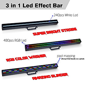 Pknight Stage Led DMX Light Bar Multifunctional Rgbw Pixel Led Wall Wash Light Strobe Wall Wash Bar For Church Gig Party Dj Stage Lighting