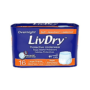 LivDry Overnight Protective Underwear Large size Count: 64