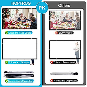 120 in Front and Rear Projector Screen, Hanging Movie Screen with Hooks Ropes, Portable Office Indoor Outdoor Video Projection Screen,Leinwand Beamer Projektionsleinwand Écran de Projection 投影幕布
