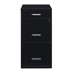 Office Dimensions 18in. Deep 3 Metal Organizer Pencil Drawer SOHO Vertical File Cabinet, Black
