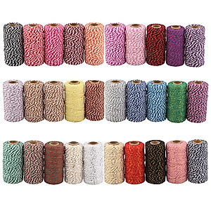 Cotton Bakers Twine，328 Feet Cotton Cord Crafts Twine String Natural Blue Cotton String Twine for Gift Wrapping, Christmas Decor, Bottle Decorations, Baby Shower Decor