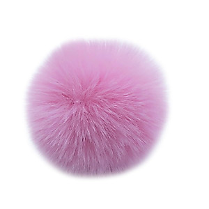 16pcs DIY Pom Pom Keychain Faux Rabbit Fur Ball Key Ring for hat Phone Tag, Handbag Charm,pink pink