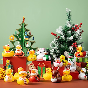 JOYIN 24 PCS Christmas Ducks for Christmas Stocking Stuffers, Xmas Rubber Duck Bath Toys for Kids Gift, Christmas Party Favor Novelty Duckies for Boys, Girls and Toddlers
