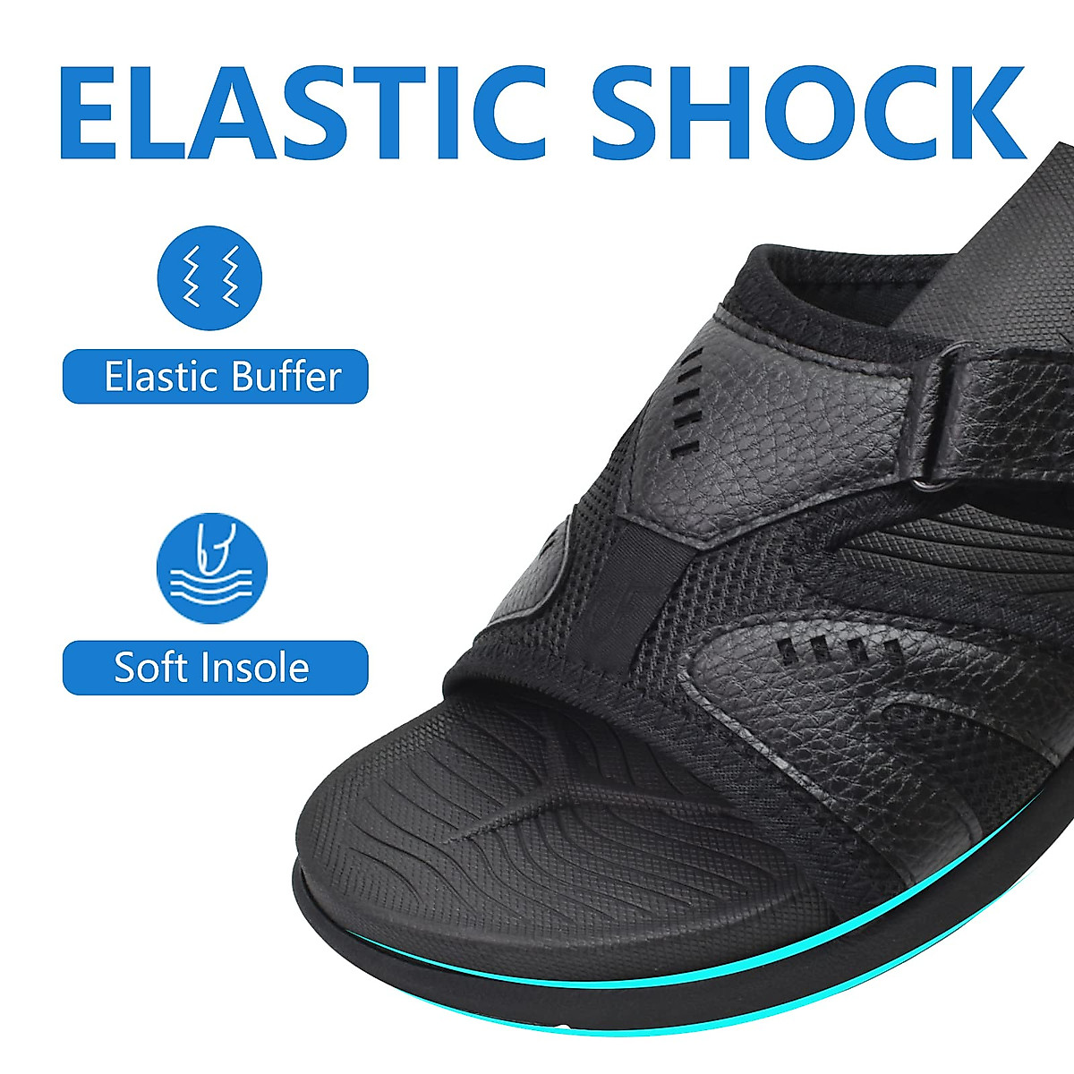 COFACE Mens Sport Recovery Sandals Plantar Fasciitis Soft Cushion Lightweight Orthotic Slides for Men AllBlack Size 13