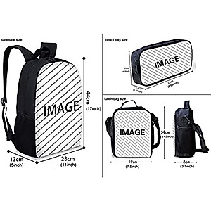 Howanight American Flag Baseball Pattern Kids Backpack for Boys Primary School Bag Bookbag/Lunch Box/Pencil Holder Set