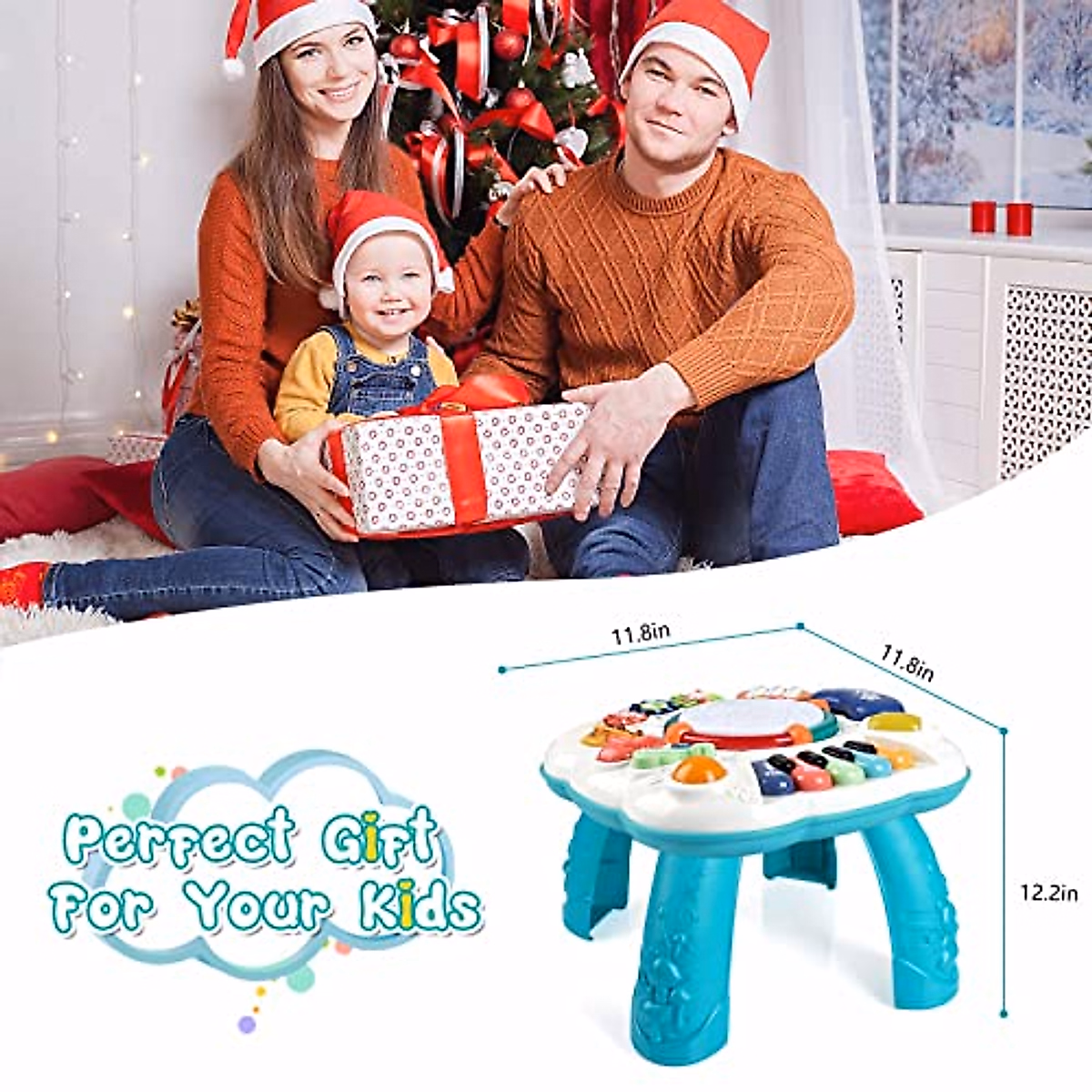 BACCOW Baby Toys, Activity Table for Baby 6 to 12-18 Months, Learning Musical Toddler Toys for 1 2 3 Year Old Boys Girls Gifts