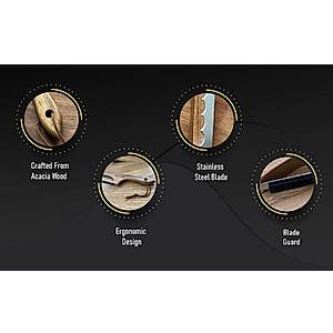 Generic Heritage Cutlery Bread Knife for Homemade Bread - Time-Saving & Easy Slicing - Perfect Bread Cutter for Sourdough Bread - Premium Finish, Ergonomic Design, No Mess, Large, Brown