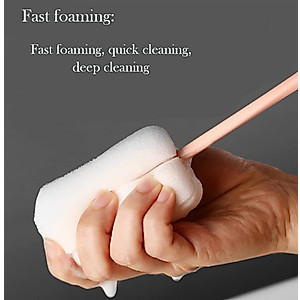 AKOAK 1 Pack Sponge Cleaning Brush, Plastic Handle Baby Bottle Brush, 360 Degree Rotation, Suitable for Goblet, Tea Cup, Household Cleaning Tool (Pink)