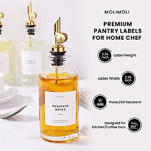 MoliMoli Minimalist Labels, Pantry Labels, Kitchen Labels, Organization Labels Set Including Oil Labels for Bottles, Cooking Sauce and Wine Labels, and Coffee Syrup Labels for Coffee bar