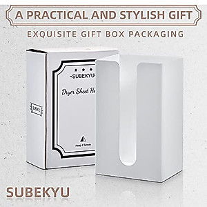 SUBEKYU Magnetic Dryer Sheet Holder for Laundry Room,Iron Dryer Sheet Dispenser for Laundry Storage Containers and Decor, Clear Dryer Sheet Box for Kitchen,White