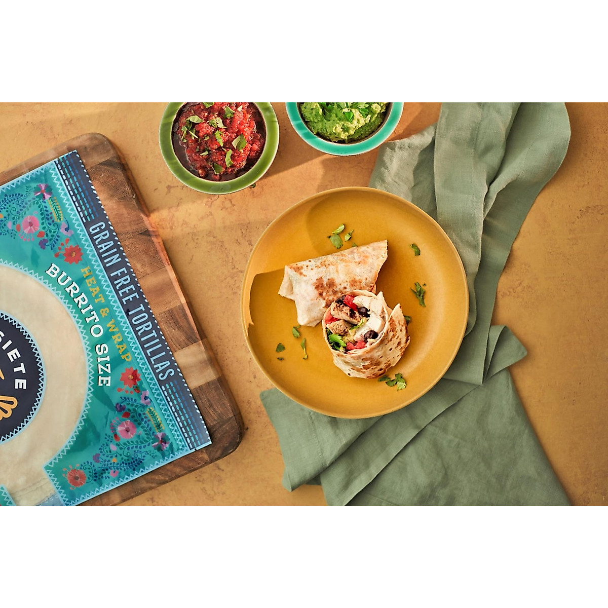 Siete Burrito-Size 11" Tortillas | Grain-Free Burrito Wraps | (6 Pack, 36 Tortillas)