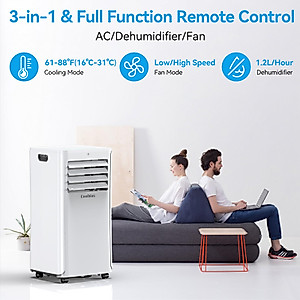 12000 BTU Portable Air Conditioners Cool Up to 550 Sq.Ft,3-in-1 AC Unit with Remote Control/LED Display/Installation Kits & Screwdriver/24Hrs Timer for Home/Office,12000BTU