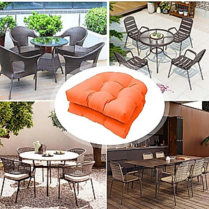 JhLwARes Outdoor Chair Cushions 19"x19"Waterproof U Square Tufted Patio Seat Cushion Thickened Wicker Chair Cushions for Patio Furniture Round Corner Garden Lounge Chair Overstuffed Mats,Orange