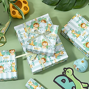 RUSPEPA Wrapping Paper Roll - Mini Roll - Animals Design Great for Birthday, Party and Baby Shower - 17 Inches X 32.8 Feet