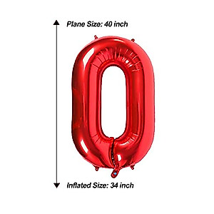 AULE 40 Inch Big Red Foil 30 Number Balloons for Women Large 30th Happy Birthday Decorations Giant Huge Helium Mylar 30rh Anniversary Party Decor
