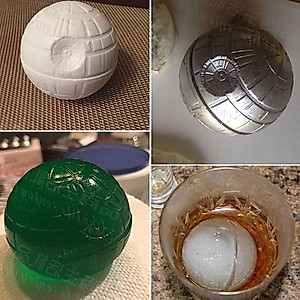 WllRun 2 Packs Star Wars Death Star Silicone Ice Cube Mold Tray,Chocolate Maker Tools,Ice Ball Shape for Drinks(Blue)