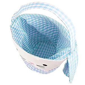 Easter Bunny Basket with Cute Ears, Easter Bunny Tote Bag for Kids Eggs Hunting, Candy and Gifts Carry Bucket at Easter Party (Blue)