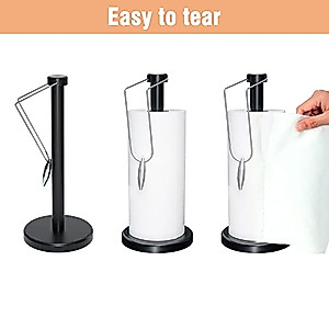 Stainless Steel Paper Towel Holder, Countertop Paper Towels Stand with Steel Arm for Kitchen Dinning Room -Black