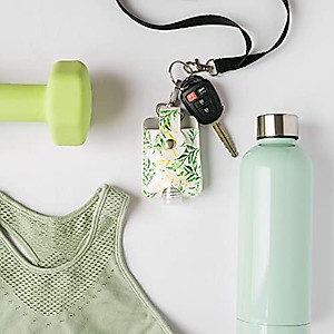 VENTURED LIVING Hand Sanitizer Holder Keychain Set of 2 - Premium Vegan Leather & Leakproof Empty Hand Sanitizer Bottles - Mini Travel Hand Sanitizer Keychain Holder for Backpack & Purse (Black & Tan)