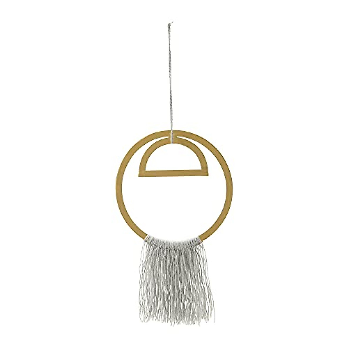 Main + Mesa Round Metal Wall Hanging with Tassel, Gold