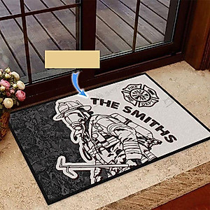 Door Mat Indoor Entrance Doormat Home Decor Custom Name Brave Firefighter Black and White Area Rugs Housewarming Gifts Home Decor