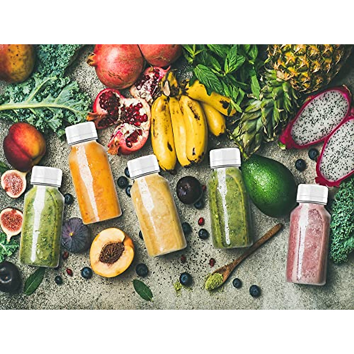 Axe Sickle 6 Pcs 16 Ounce Juice Bottles Plastic Beverage Bottles Containers with Tamper Evident Caps Lids White for Milk, Juice, Drinks and Other Beverage Containers