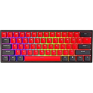 BOYI Wired 60% Mechanical Gaming Keyboard,Mini RGB Cherry MX Switch PBT Keycaps NKRO Programmable Type-C Keyboard for Gaming and Working (Black Red Rose Color,Cherry MX Blue Switch)