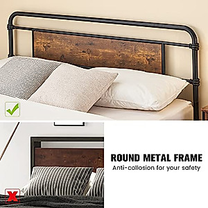 IDEALHOUSE Full Size Bed Frame with Headboard, Premium Metal Platform Bed with Heavy Duty Steel Slats, 12" Under Bed Storage, Noise Free, Easy Assembly, No Box Spring Needed