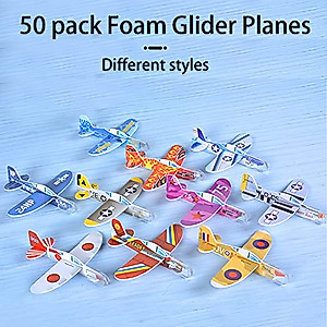 Manmel 50 Pcs Foam Gliders Planes Toys for Kids, Paper Airplane Toys Set, Plane Party Favors Goodie Bag Stuffers, Outdoor Flying Toys, Bulk Toys for Classroom Prizes Boys and Girls