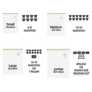 Vacuum bags for clothes 10 Pack (5 Medium, 5 Smaller)Vacuum Storage Bags,Compression Storage Bags for Comforters and Blankets,Vacuum Sealer Bags for Clothes Storage,Save 80% of Space! Hand Pump Included