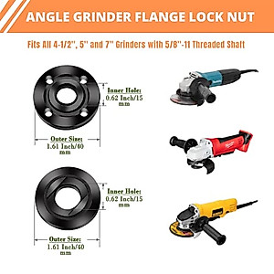 Grinder Wrench Grinder Shaft Nut 5/8-11 4 Pcs Compatible with Makita Milwaukee Dewalt Metabo Grinder Parts Bosch Ryobi Black Decker 4.5" 5" Protective Gloves Included