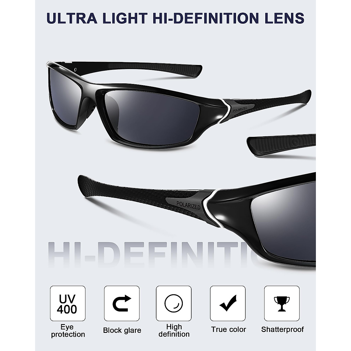 TOODOO 3 Pairs Sport Polarized Sunglasses for Cycling Driving Fishing TAC Lens Sunglasses for Men Women Youth Baseball Running Golf Motorcycle