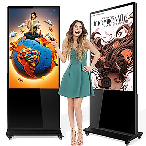 antfraer 55Inch Digital Signage Floor-Standing 4K Digital Signage Kiosk, Touch Screen Totem for Indoor LCD Advertising Display, Android 11.0 OS with WiFi & HD Inputs Digital Signage Displays