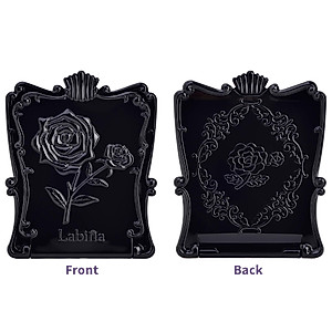 Travel Pocket Makeup Compact Handheld Mirror with Stand, Small Black Rose