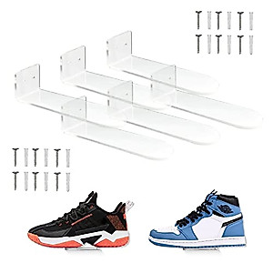 NC Floating Shoe Display Shelf for Wall Mount,Levitating Shoe Rack for Wall-Clear Acrylic Floating Shelves for Showcase Sneaker Collection (Set of 6)
