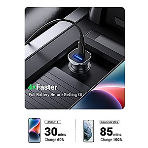 UGREEN USB C Car Charger, PD 20W & QC18W Fast Car Charger Adapter, Dual Port Mini USB Car Charger Compatible with iPhone 14/13/12/11/X/8, iPad, Galaxy S23/S22/S21/S20/Note 20, Google Pixel, LG