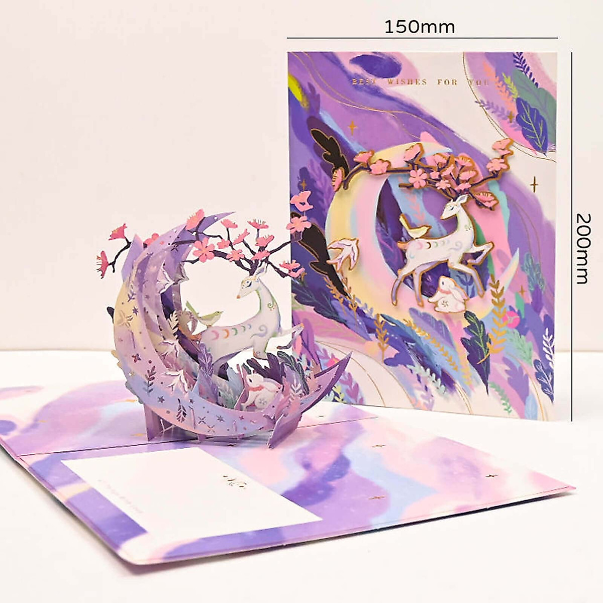 LINSINA Pop up Birthday Cards for Women Men Kids, Thank You Cards Greeting Cards,Anniversary Card, Birthday Day Gifts for Mom (purple)